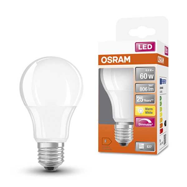 Osram LED lamp E27 | Peer A60 | Mat | 2700K | Dimbaar | 8.8W (60W) Osram 123led.nl